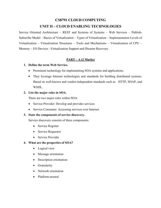 CS8791 Cloud Computing - Question Bank | PDF