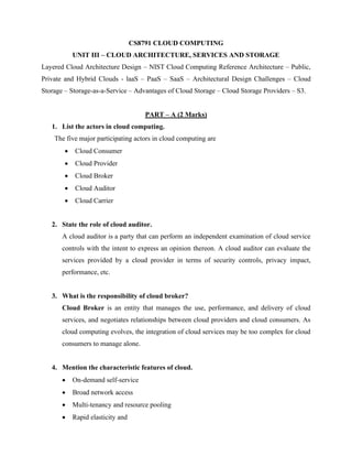 CS8791 Cloud Computing - Question Bank | PDF