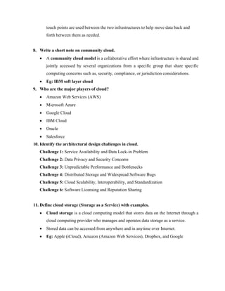 CS8791 Cloud Computing - Question Bank | PDF