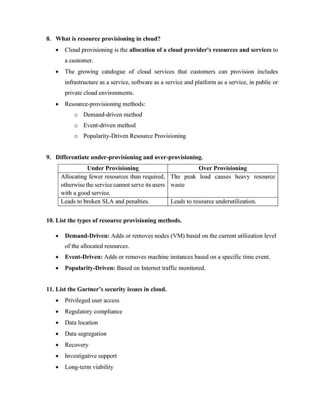 CS8791 Cloud Computing - Question Bank | PDF