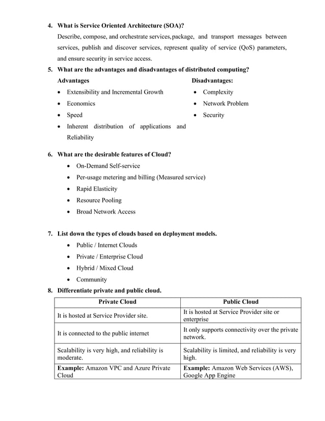 CS8791 Cloud Computing - Question Bank | PDF