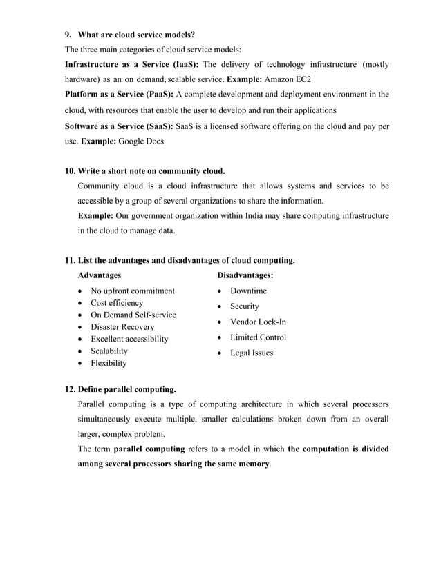 CS8791 Cloud Computing - Question Bank | PDF