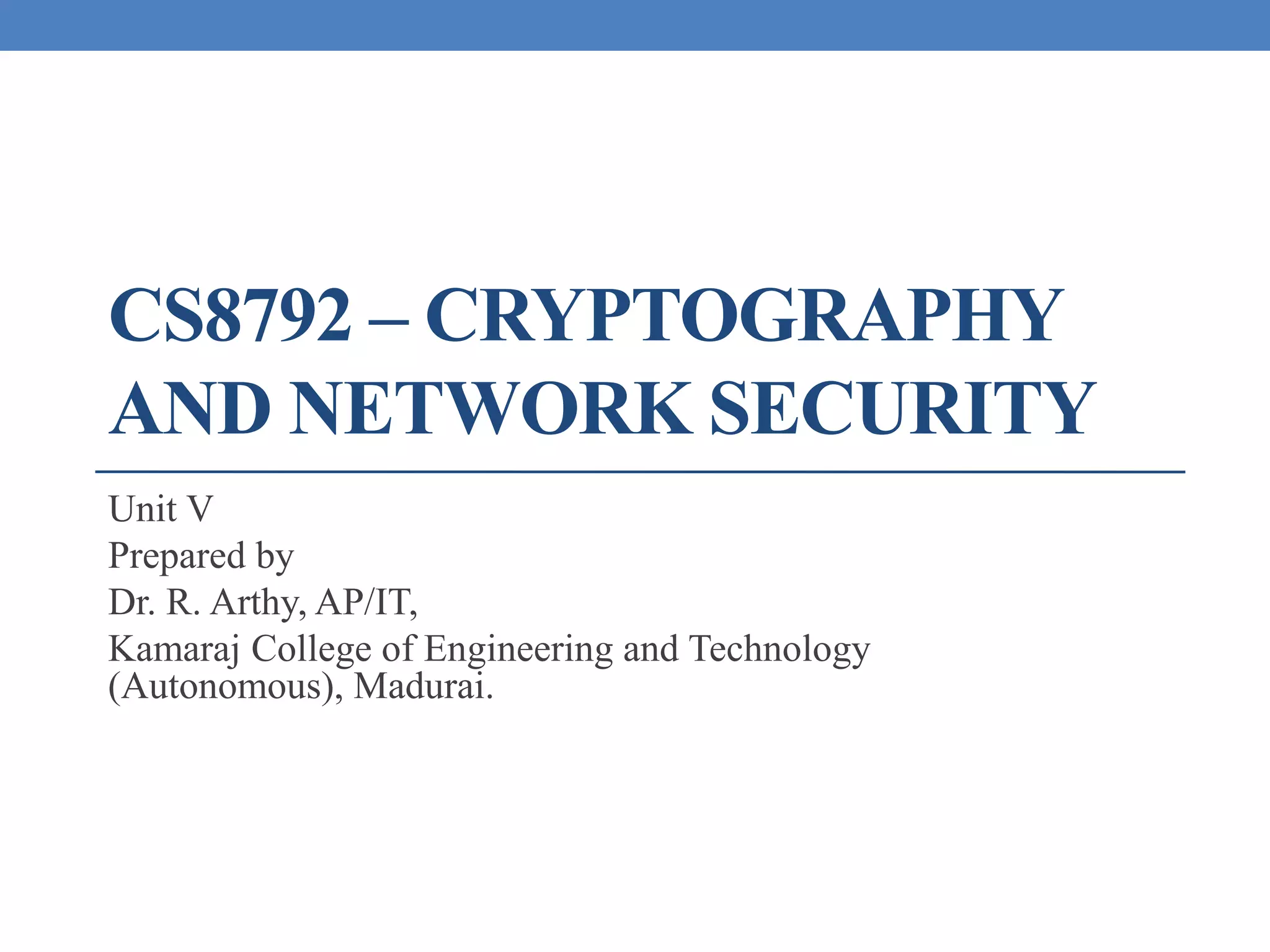 Cs8792 cns - unit v | PDF