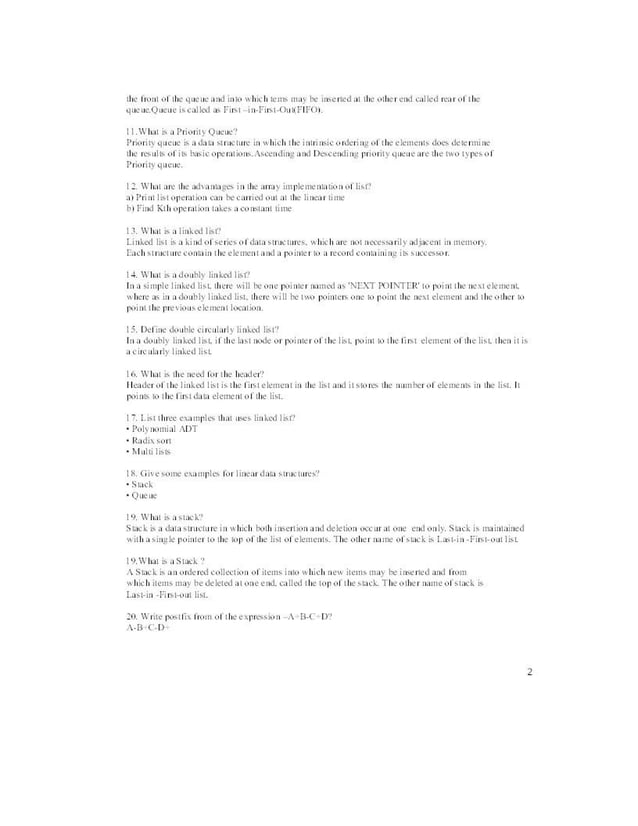 Cs9212 data structures and algorithms 2 marks | PDF