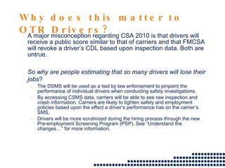 Csa 2010 The Driver Impact | PPT