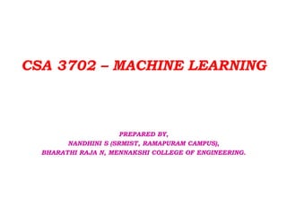 CSA 3702 machine learning module 2 | PPT