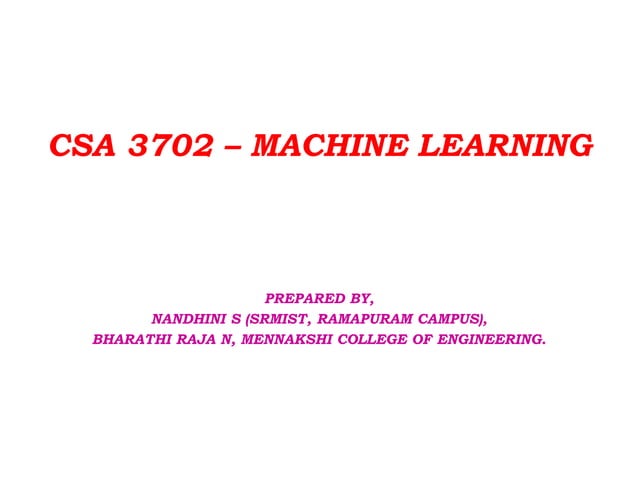 CSA 3702 machine learning module 2 | PPT