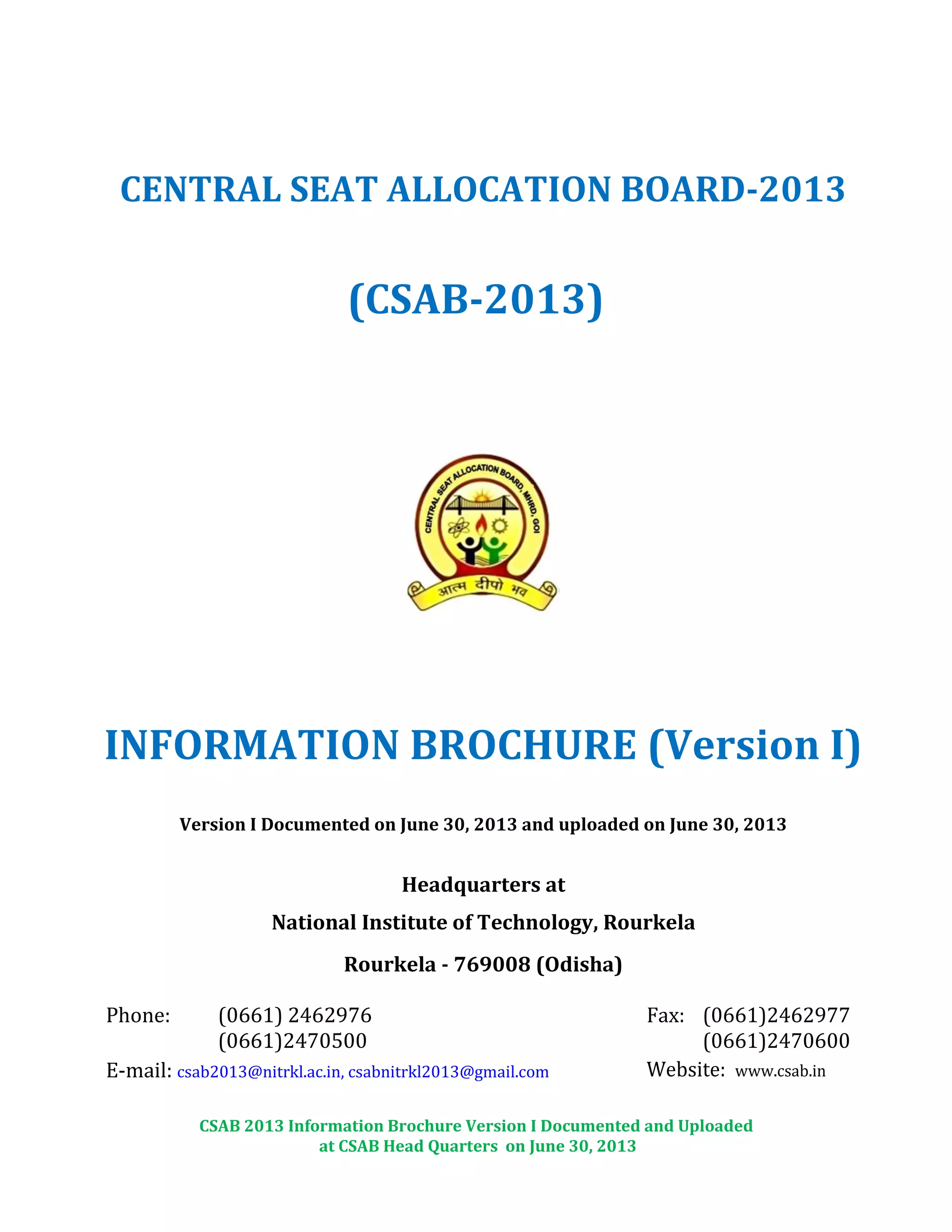Csab 2013-information-brochure - version i (30.06.2013) | PDF