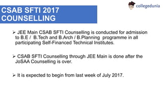CSAB SFTI 2017 COUNSELLING | PPT