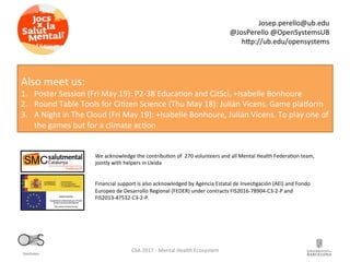 Mental Health Ecosystem: Co-designing and Empowering with and for the patients | PPT