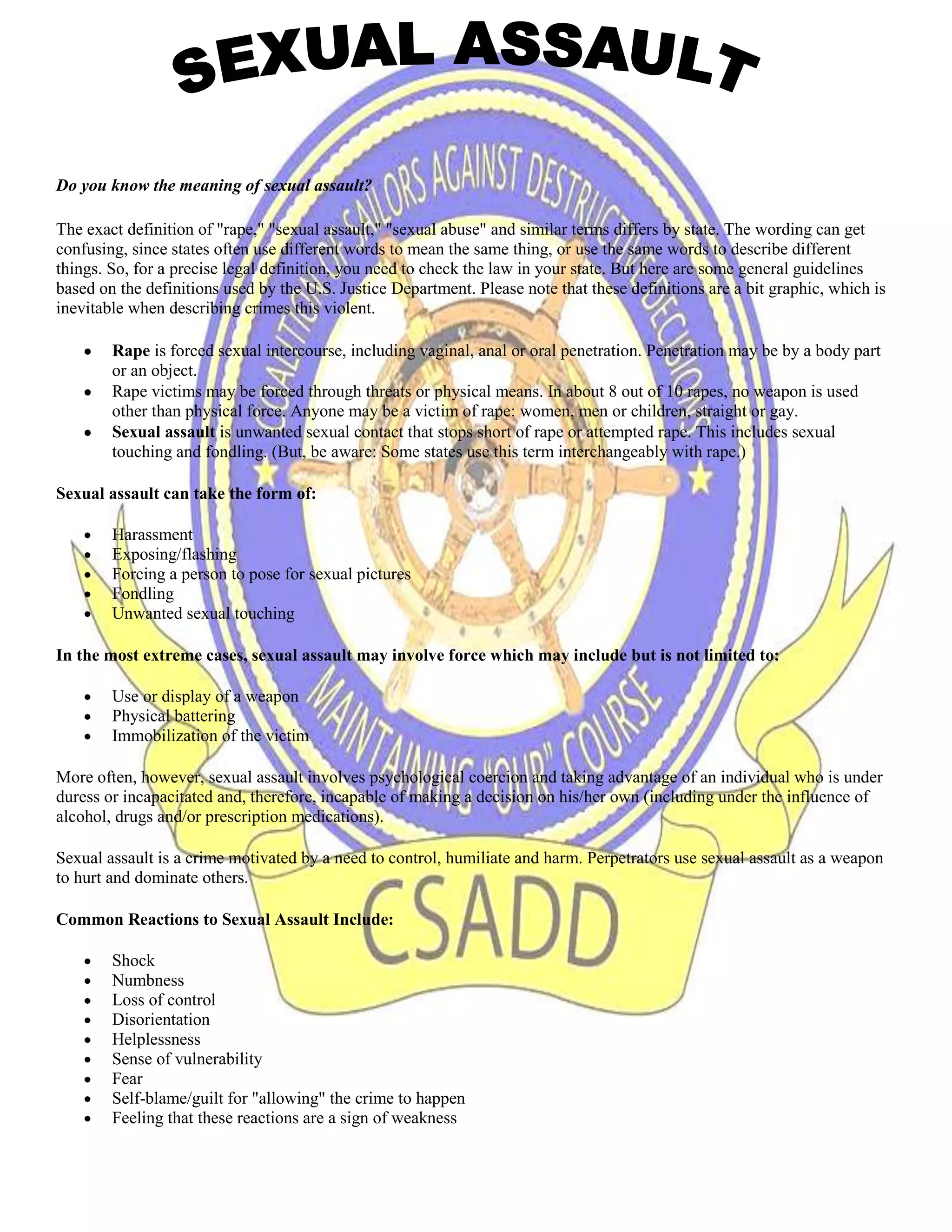 Csadd sexual assault poster | DOCX