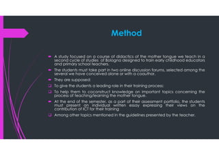 Forums and the reflection on teaching/learning the mother tongue ...