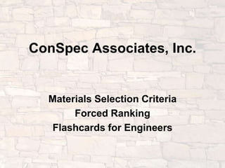 CSA Material Selection Criteria | PPT