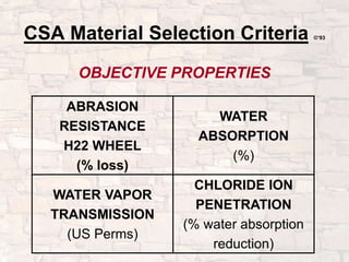 CSA Material Selection Criteria | PPT