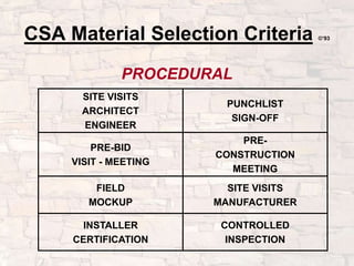 CSA Material Selection Criteria | PPT