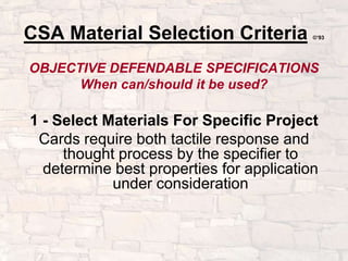 CSA Material Selection Criteria | PPT