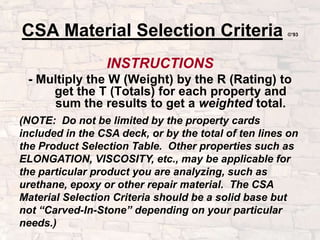 CSA Material Selection Criteria | PPT