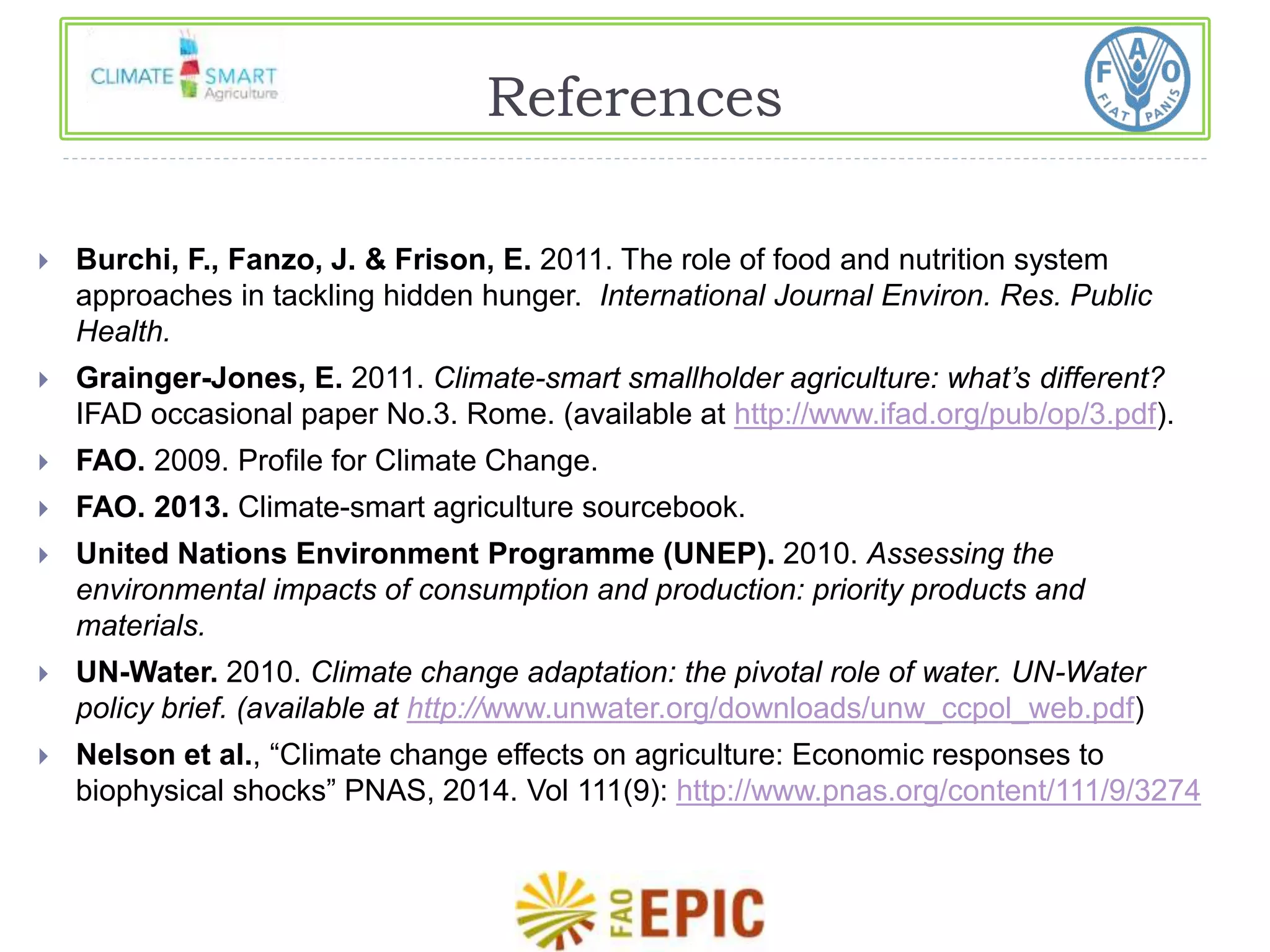 Climate-Smart Agriculture: Climate change, agriculture and food ...