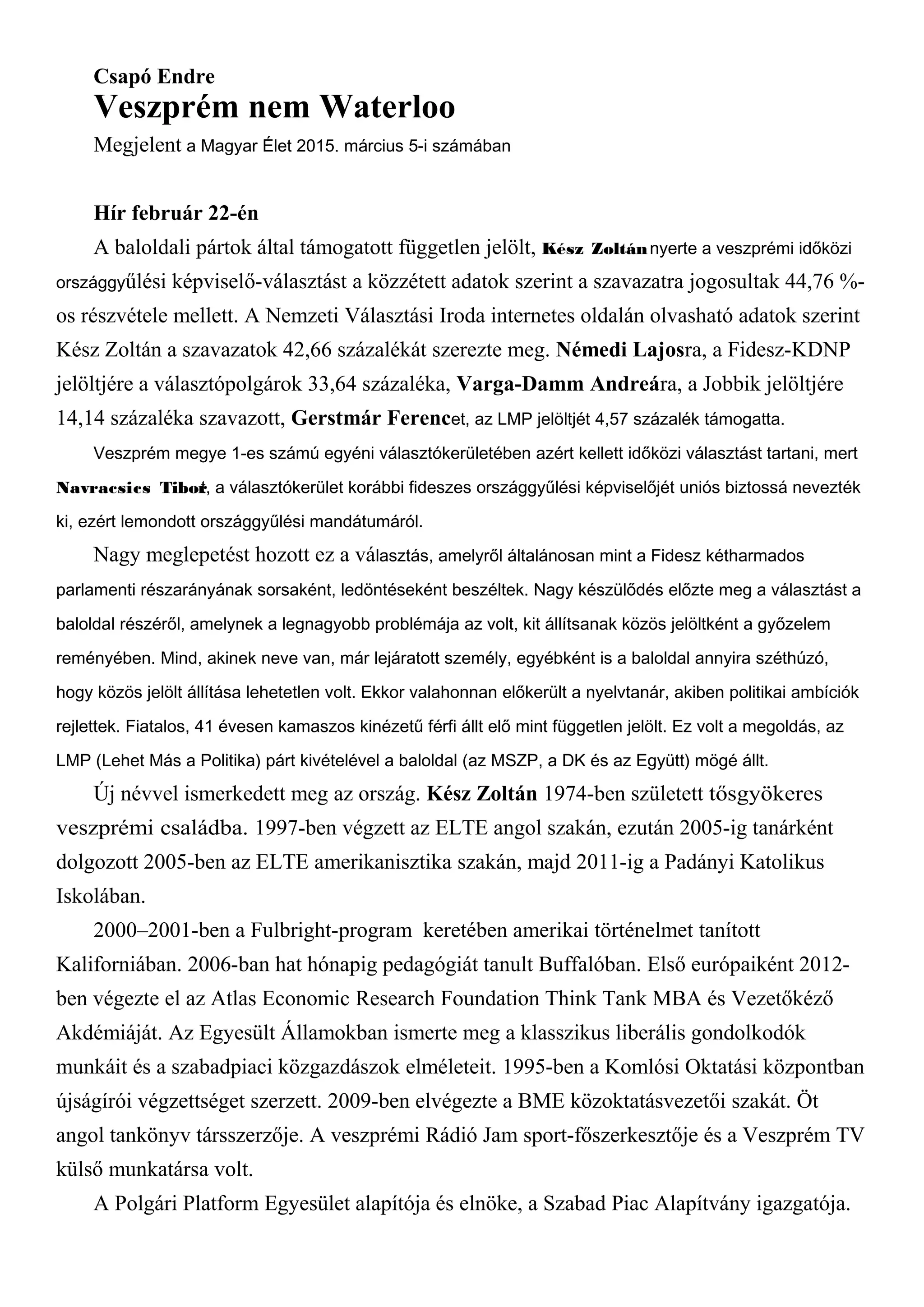 Veszprém nem Waterloo | PDF