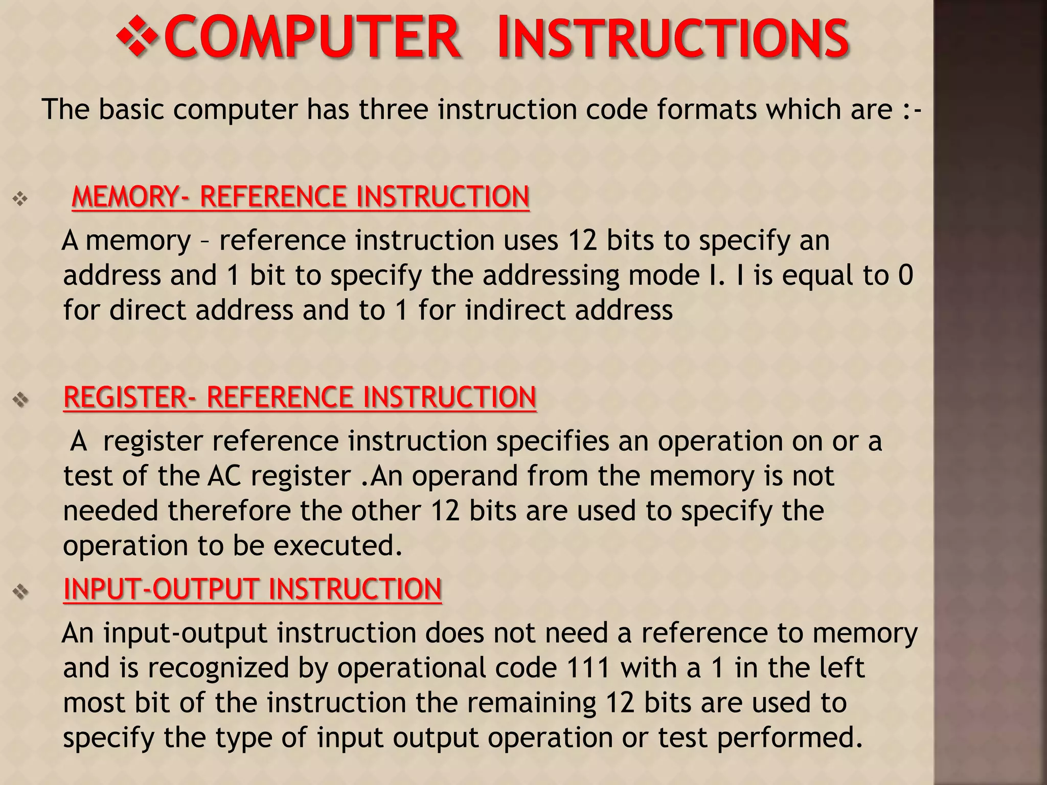COMPUTER INSTRUCTIONS & TIMING & CONTROL. | PPTX