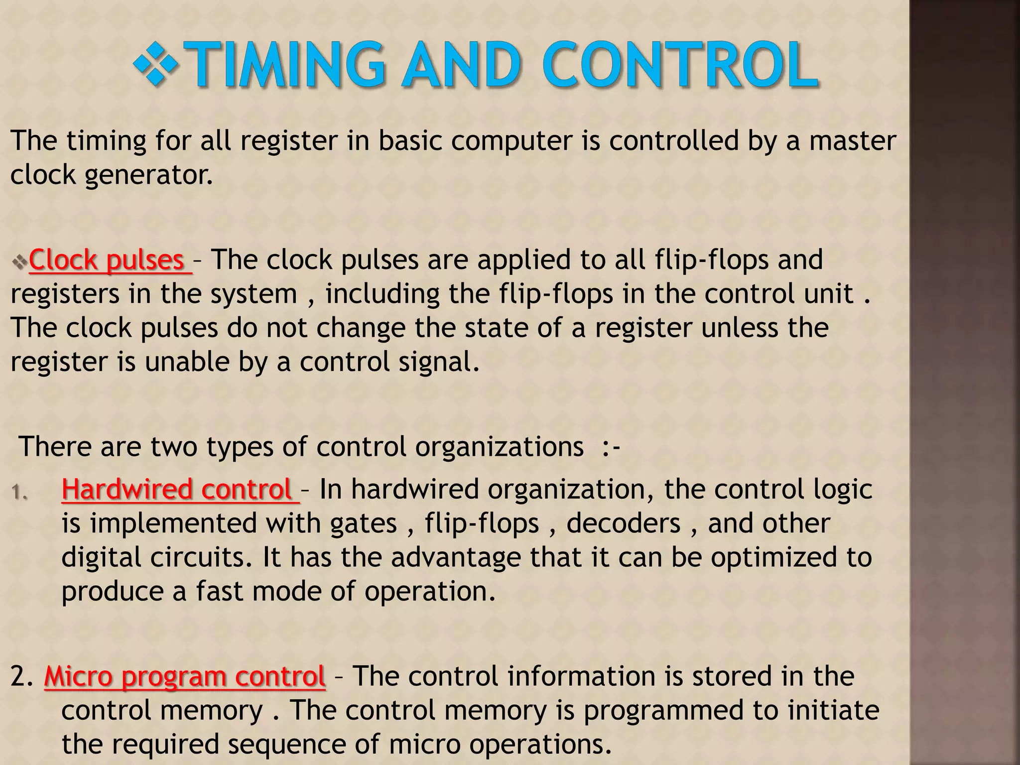 COMPUTER INSTRUCTIONS & TIMING & CONTROL. | PPTX