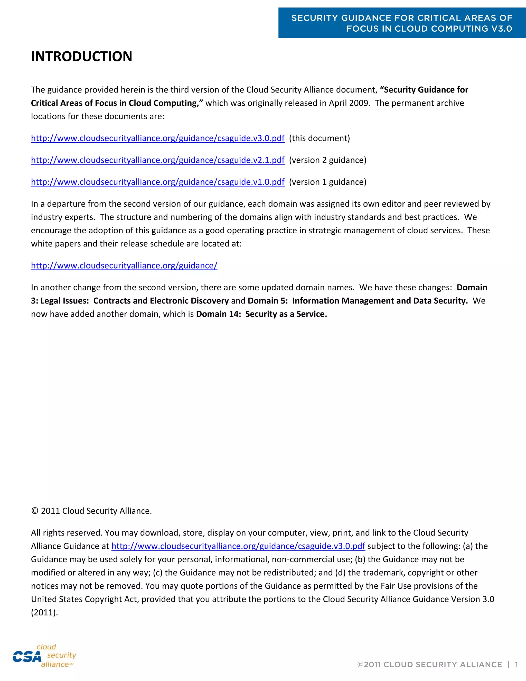 CSA Security Guidance Cloud Computing v3.0 | PDF