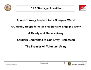 Chief of Staff, U.S. Army Strategic Priorities | PDF