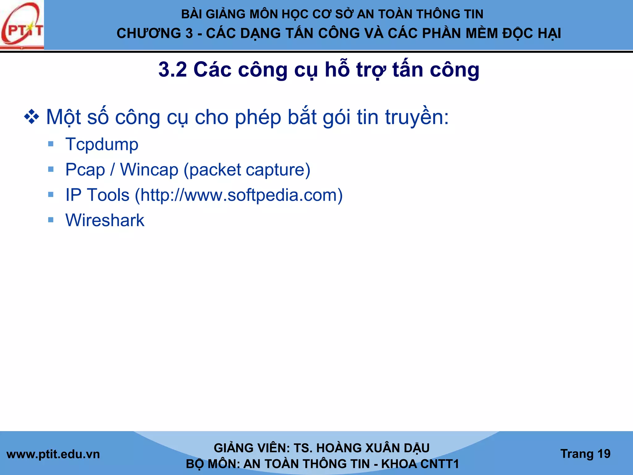 Cơ sở an toàn thông tin chương 3 | PDF