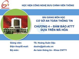 Cơ sở an toàn thông tin chương 4 | PDF