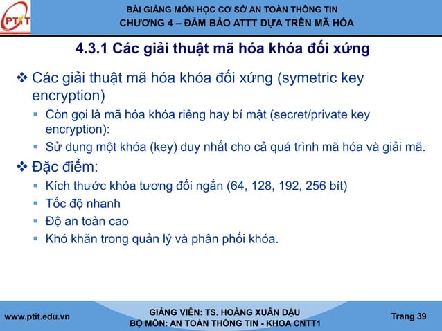 Cơ sở an toàn thông tin chương 4 | PDF