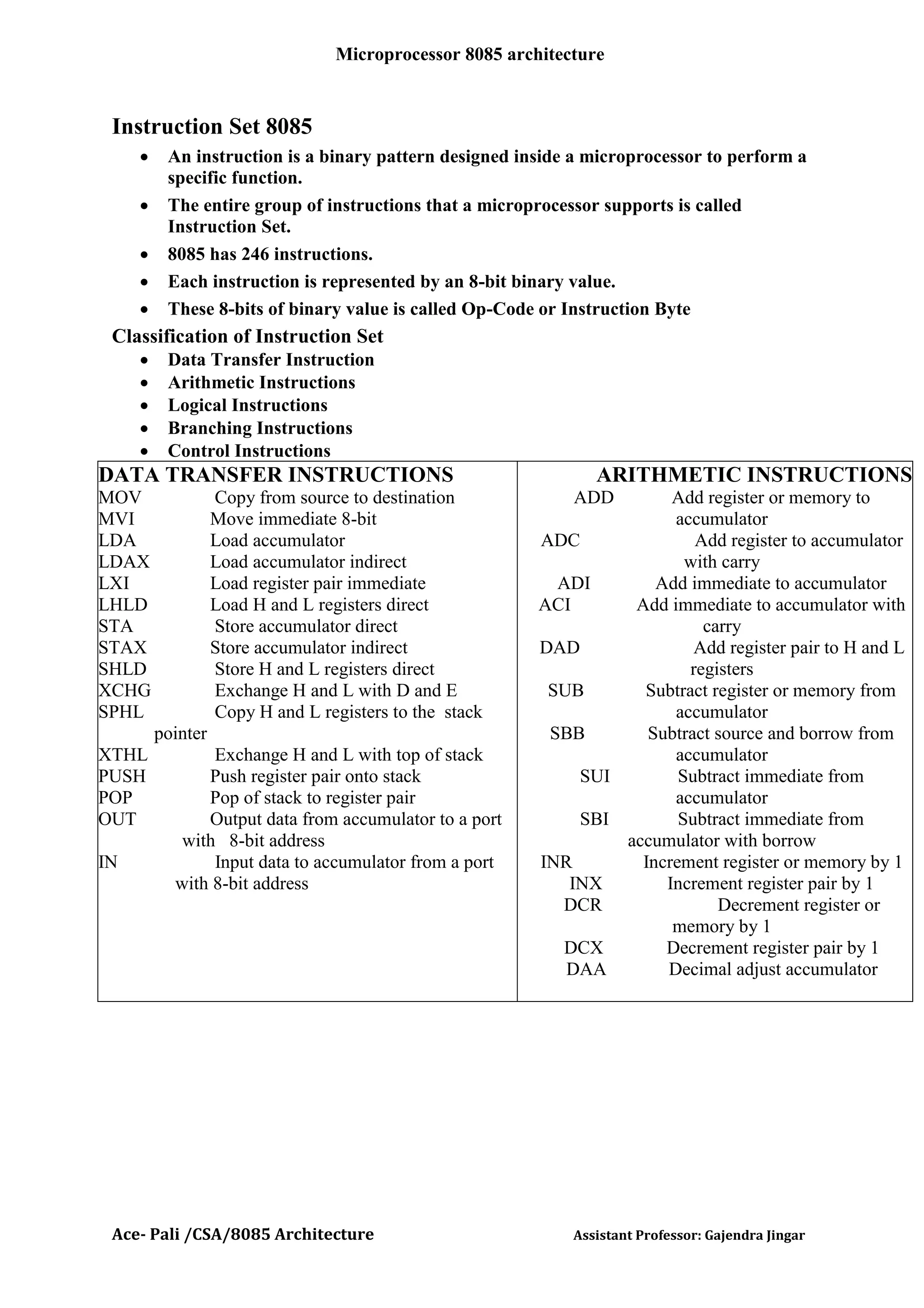 Computer system architecture (microprocessor 8085) unit 4 | PDF