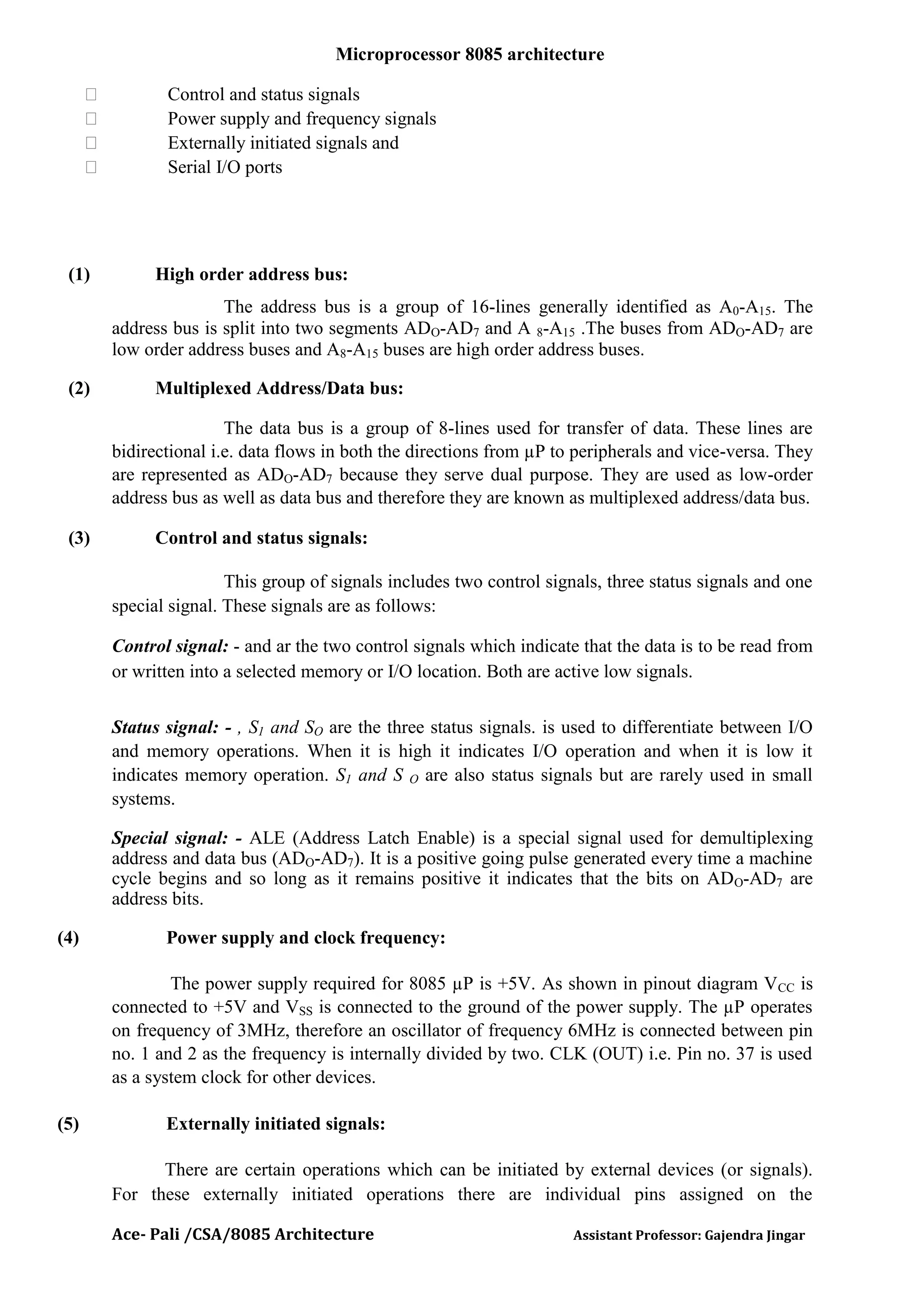 Computer system architecture (microprocessor 8085) unit 4 | PDF
