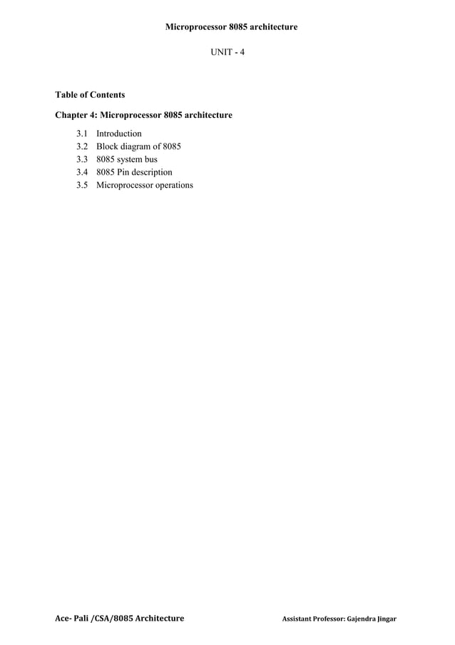 Computer system architecture (microprocessor 8085) unit 4 | PDF