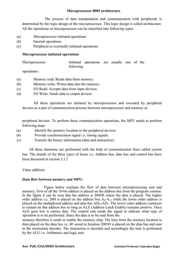Computer system architecture (microprocessor 8085) unit 4 | PDF