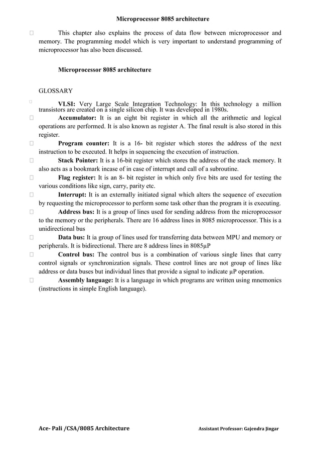 Computer system architecture (microprocessor 8085) unit 4 | PDF