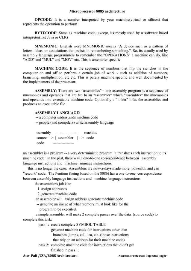 Computer system architecture (microprocessor 8085) unit 4 | PDF