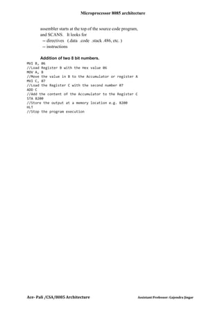 Computer system architecture (microprocessor 8085) unit 4 | PDF