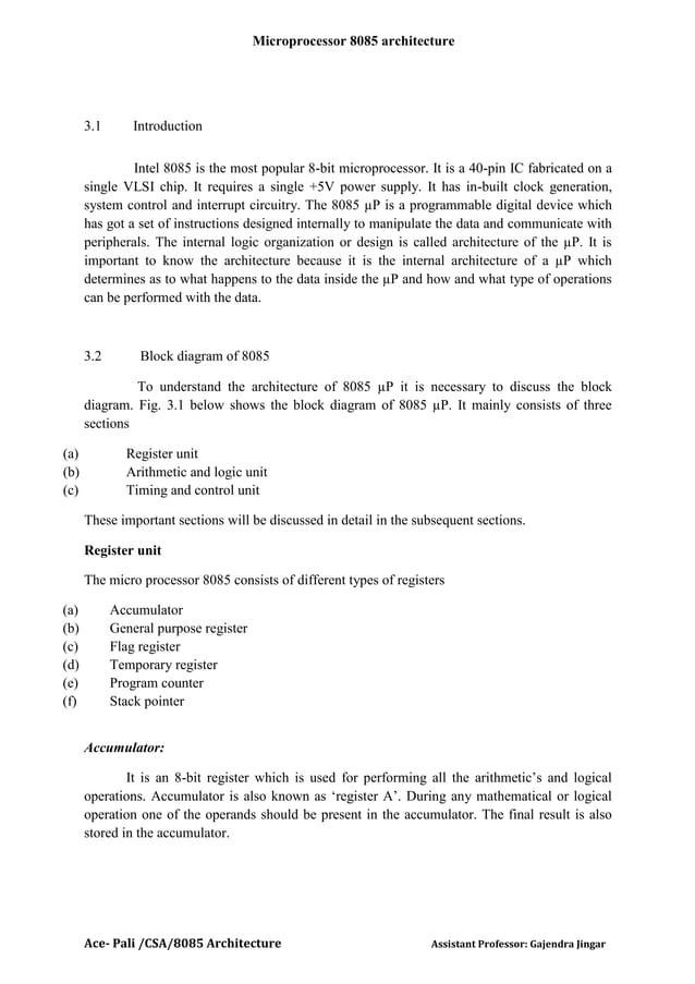 Computer system architecture (microprocessor 8085) unit 4 | PDF