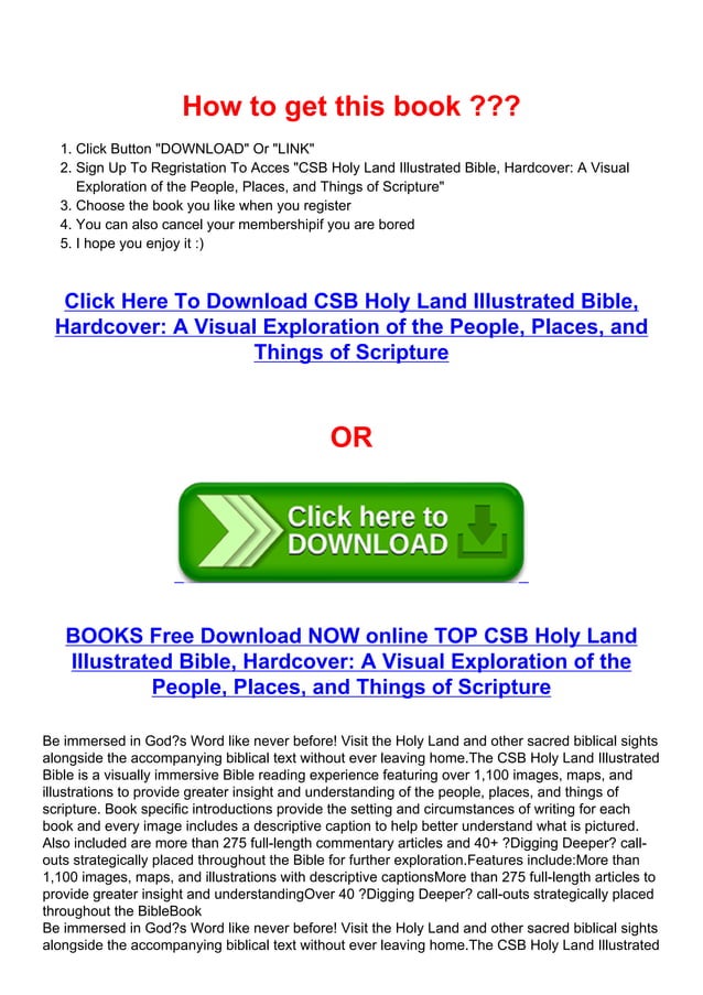 CSB Holy Land Illustrated Bible, Hardcover: A Visual Exploration of the ...