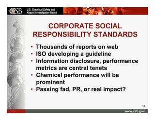 Chemical Safety Board History | PDF