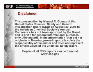 Chemical Safety Board History | PDF