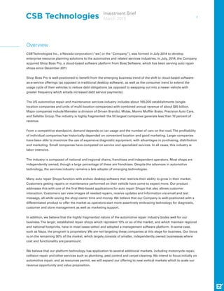 CSB Technologies - Investment Brief - 2014 | PDF