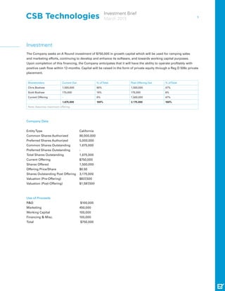 CSB Technologies - Investment Brief - 2014 | PDF