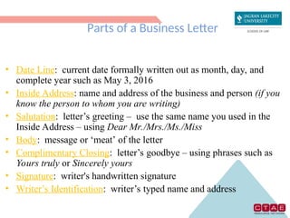 (CS) Business Letter and its application | PPT