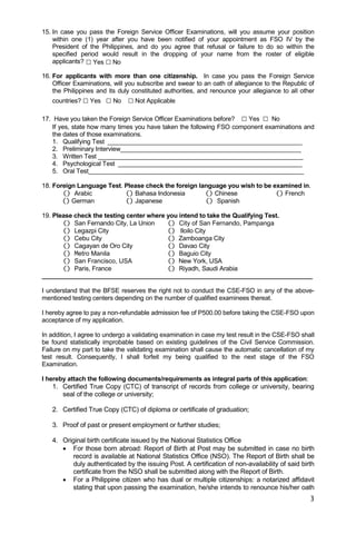 CSC-FSO Application Form Revised Oct, 9 2013 | PDF