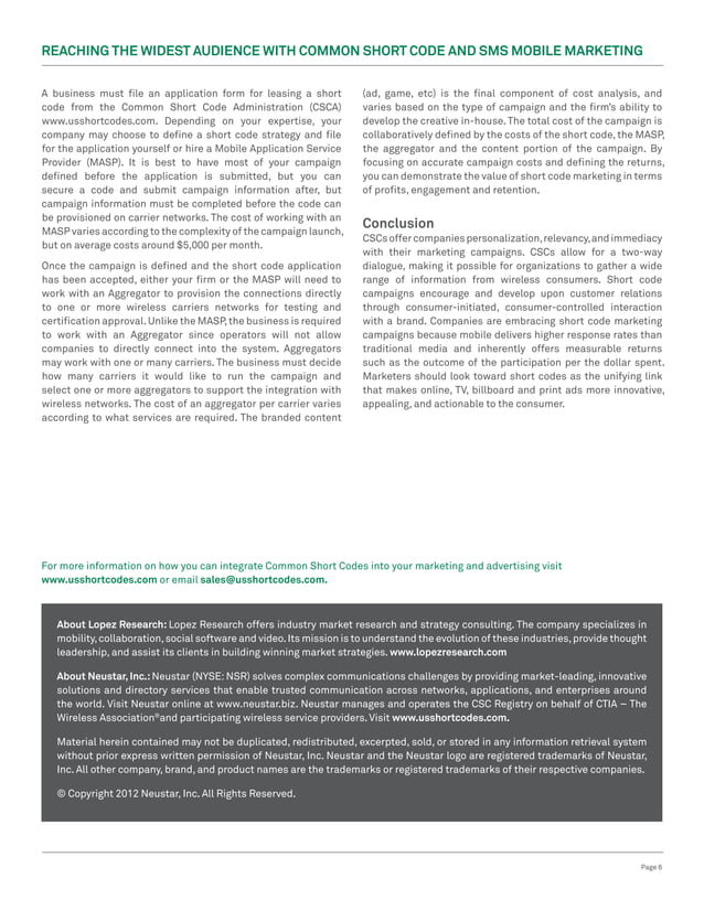 Reaching the Widest Audience with Common Short Code and SMS Mobile ...