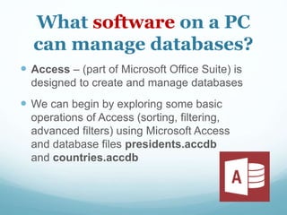 CSC 103 Databases Overview | PPT