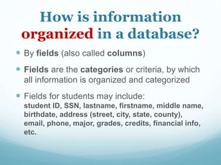 CSC 103 Databases Overview | PPT