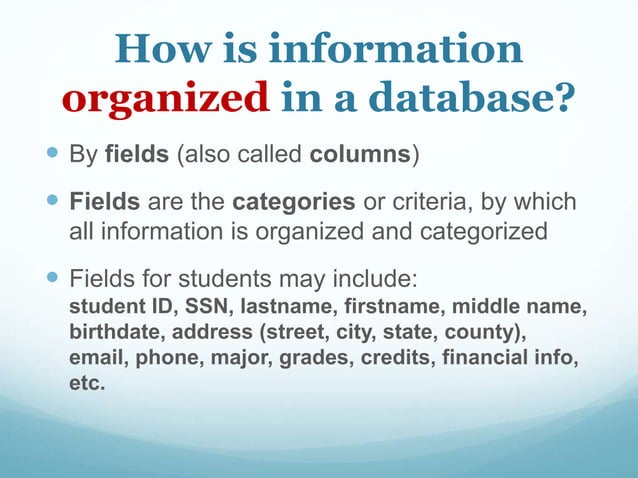 CSC 103 Databases Overview | PPT