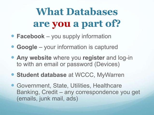 CSC 103 Databases Overview | PPT